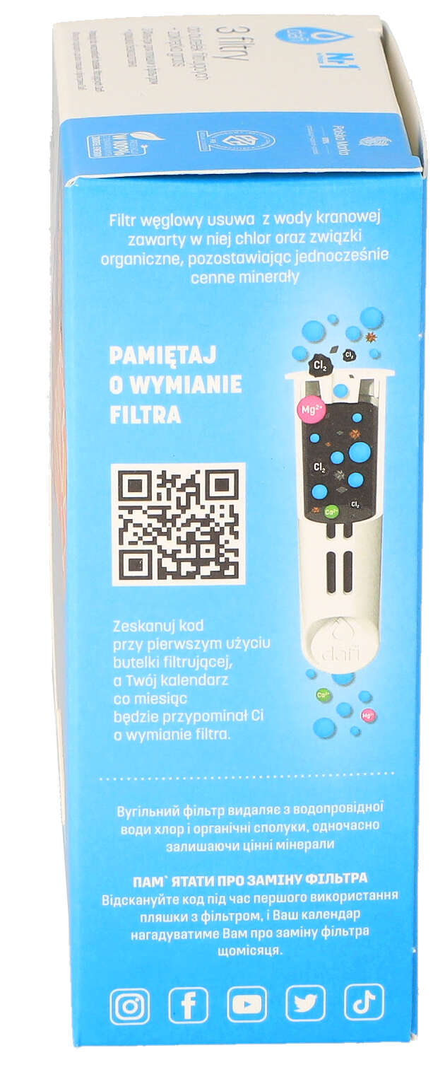 Filtr wody do butelki Dafi Soft Solid jagodowy 3szt + nakrętka